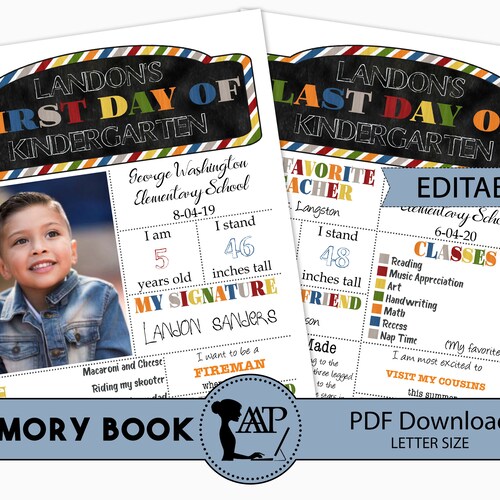 PRINTABLE School Memory Book Back to School Interview Kids - Etsy