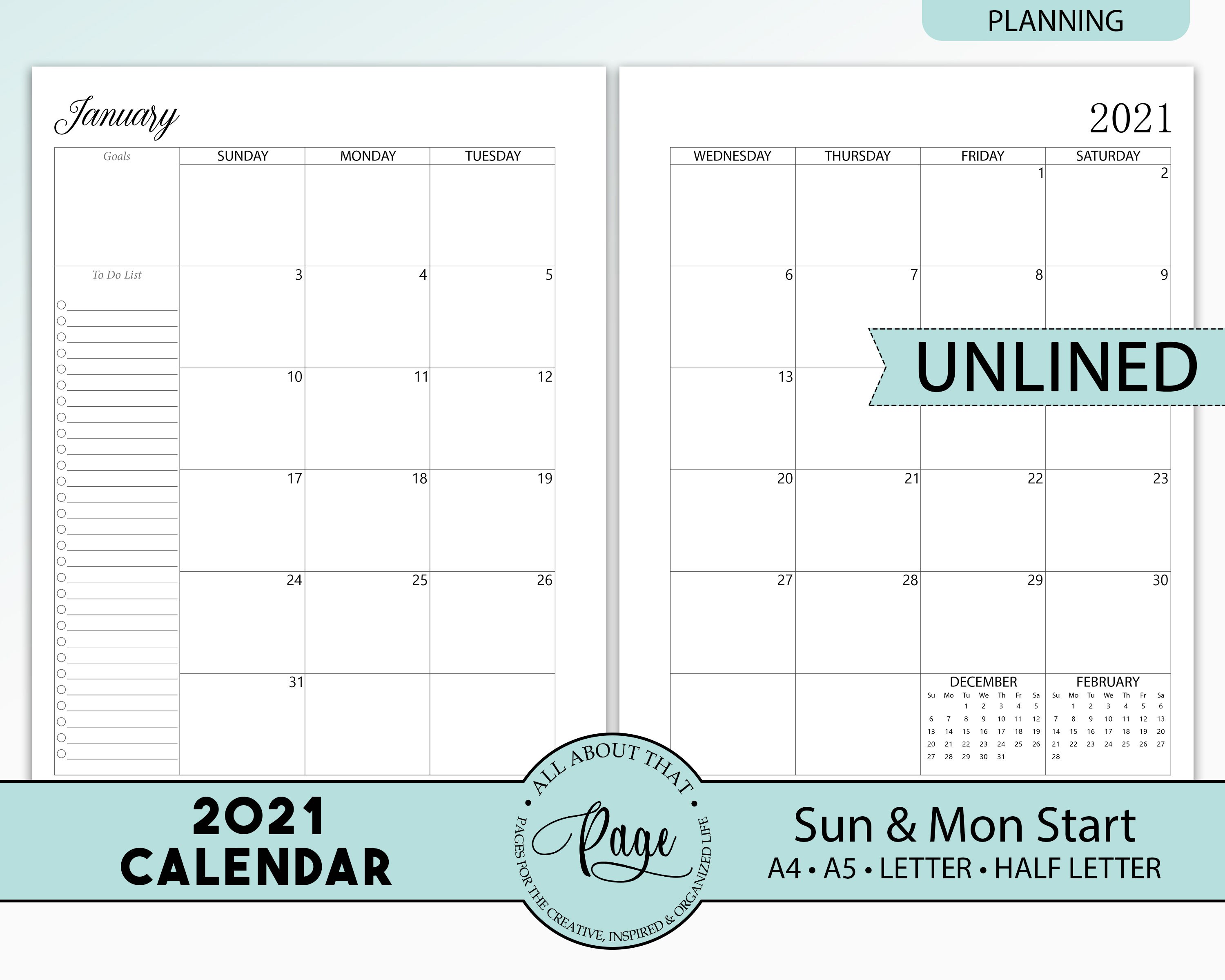 2021 mini calendar printable free - feedlopez