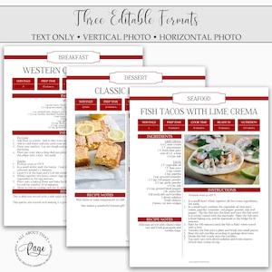EDITABLE Recipe Book Template, Personalized Cookbook Printable, Family ...