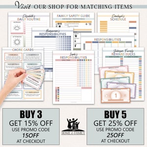 Editable Family Cleaning Cards Printable Kids Instructions Prefilled ...