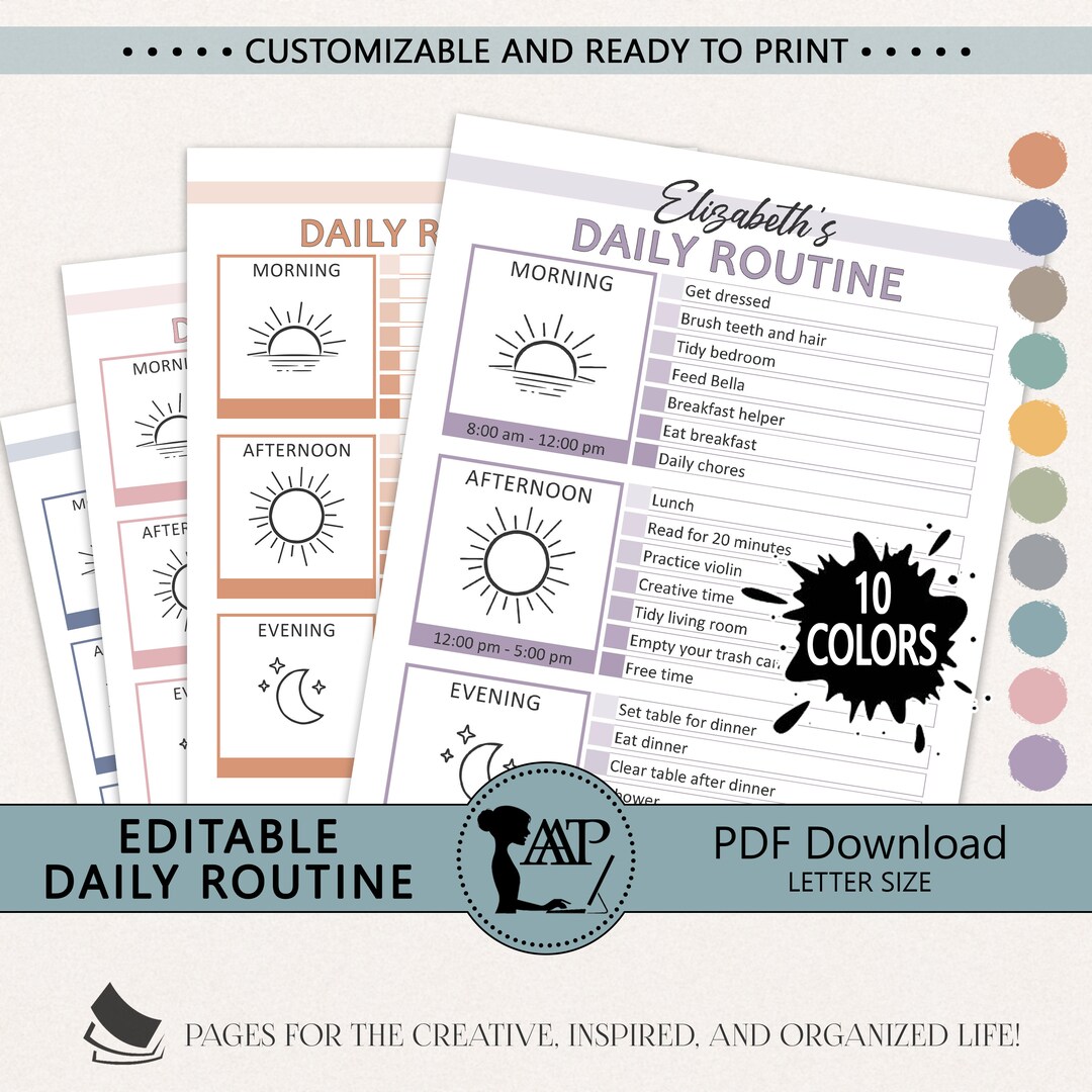 Editable Daily Schedule for Kids Printable Bundle Weekly - Etsy