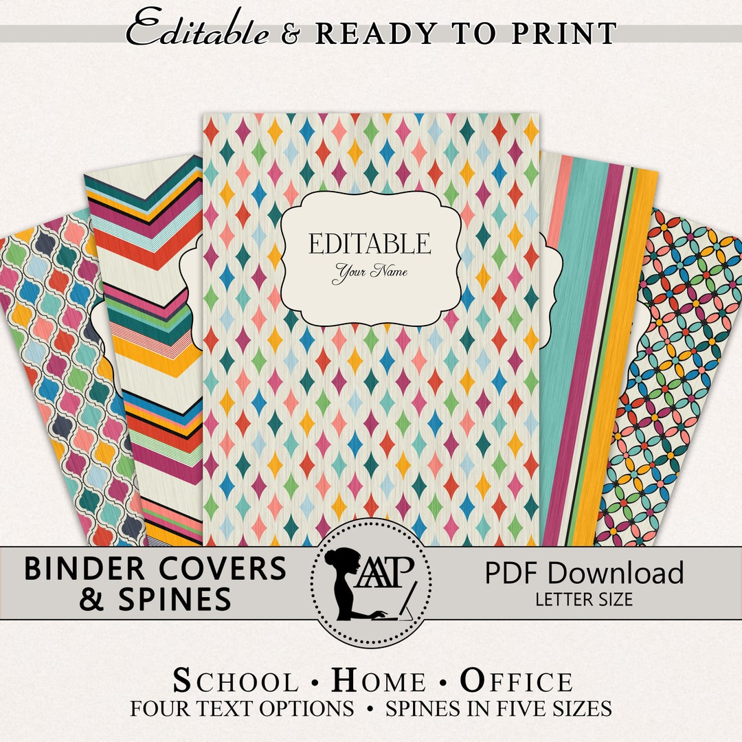 Editable Binder Covers and Spines, 3 Ring Notebook Cover, Editable ...