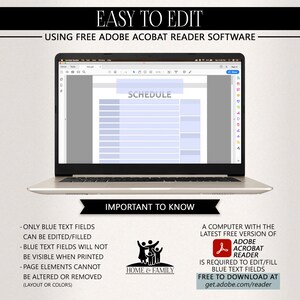 Editable Daily Schedule for Kids Printable Bundle Weekly Chore Chart ...