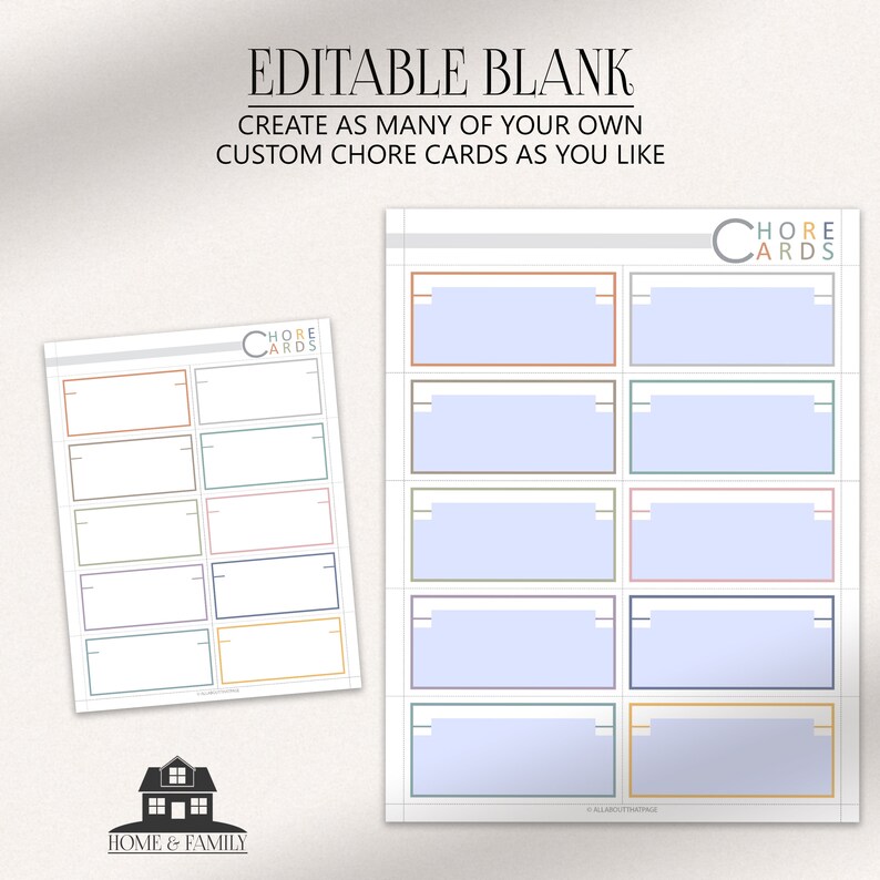 Editable Chore Cards for Kids Printable Cleaning Tasks - Etsy