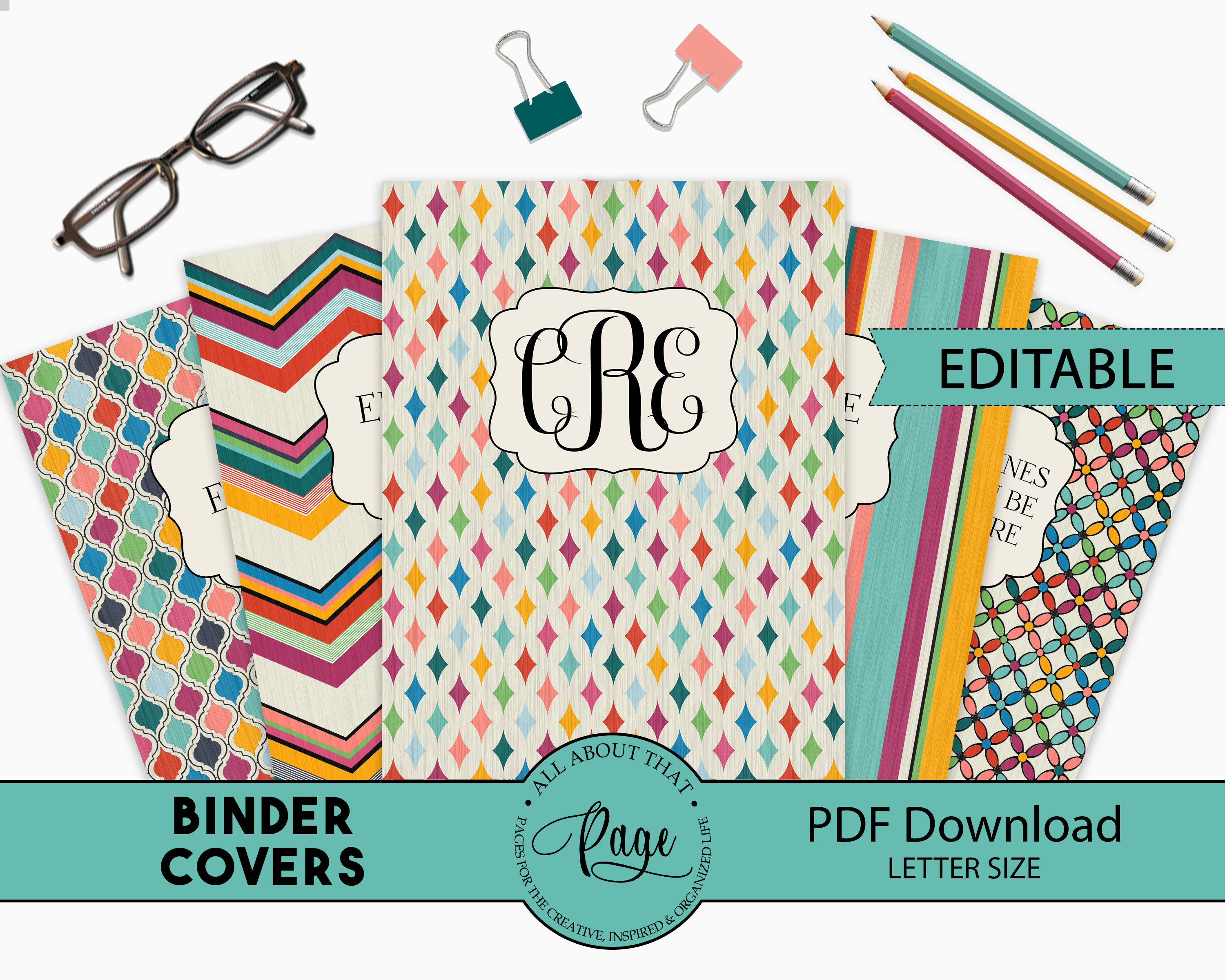 Paper Editable Printable Student Binder Cover Farmhouse School Teacher ...