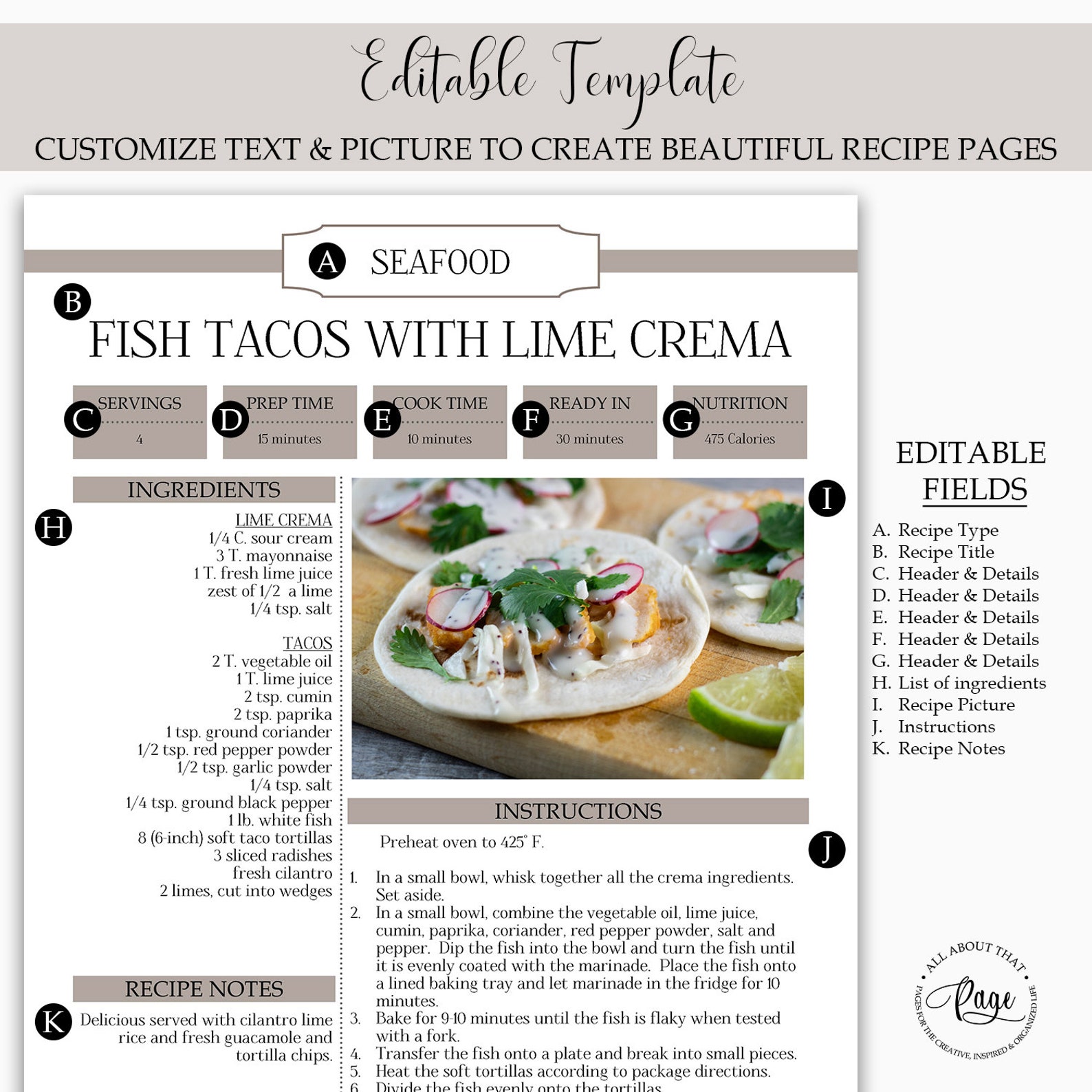 EDITABLE Recipe Book Template Personalized Cookbook - Etsy