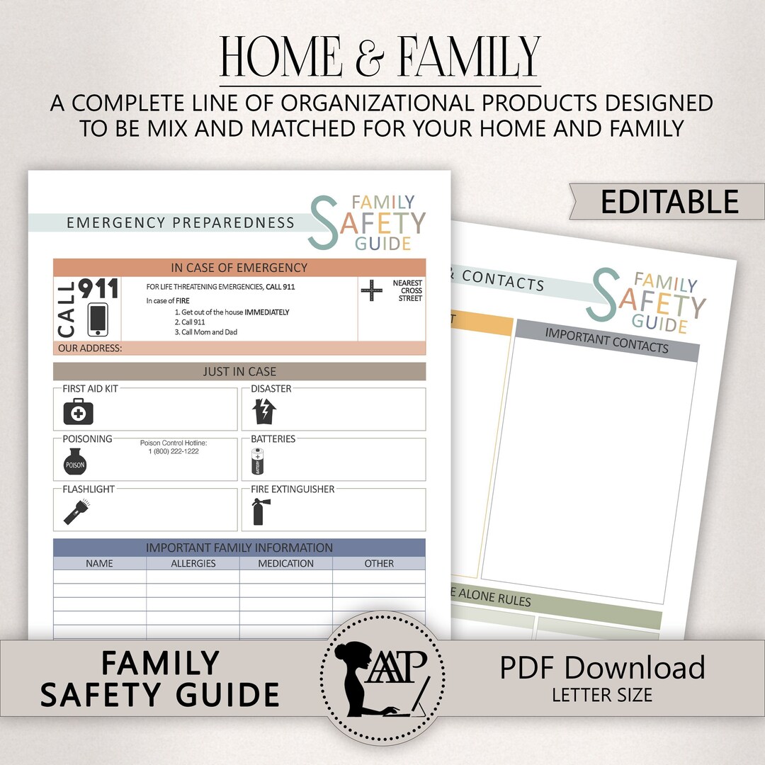 Editable Family Safety Guide Printable Template Emergency - Etsy
