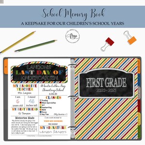 Editable School Memory Book Box Kit, Boys First Day of School, Last Day ...