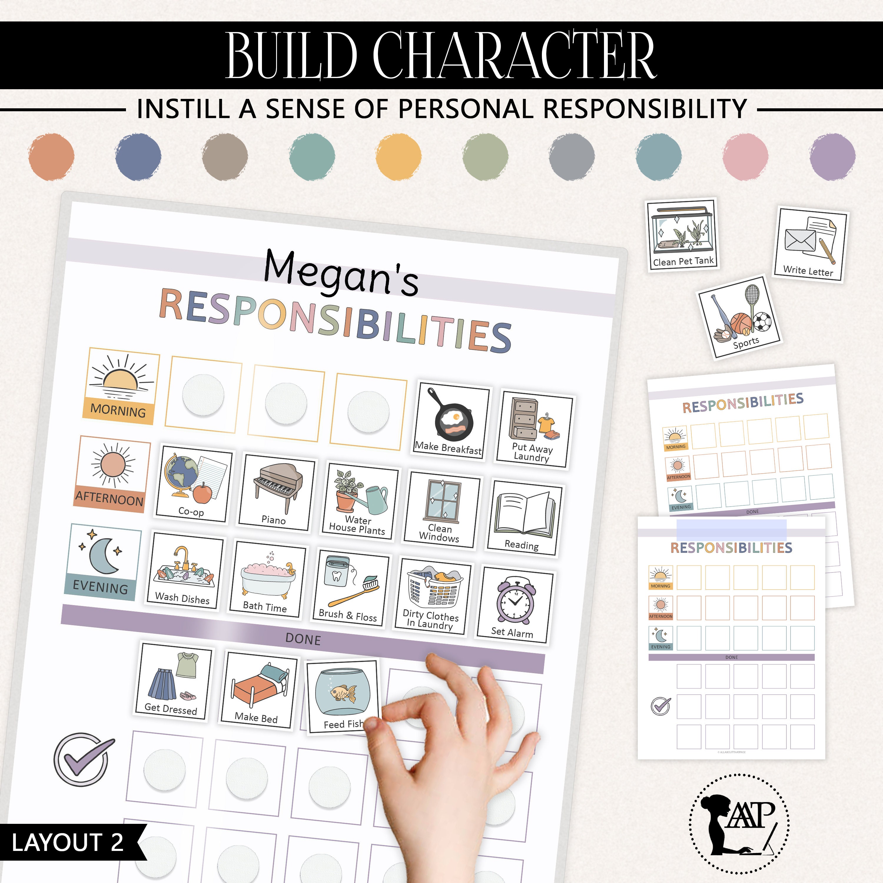 Kids Daily Responsibility Chore Chart With Pictures Printable ...