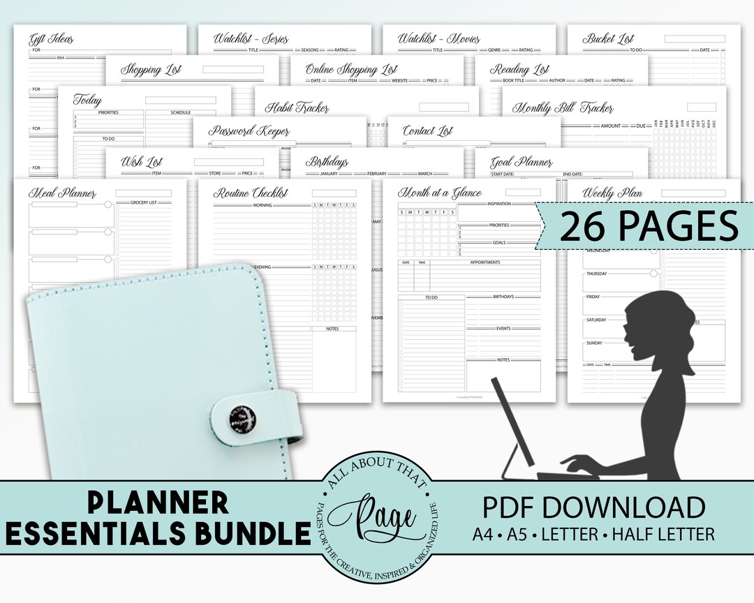 Planner Essentials Bundle Printable Monthly Weekly Daily - Etsy
