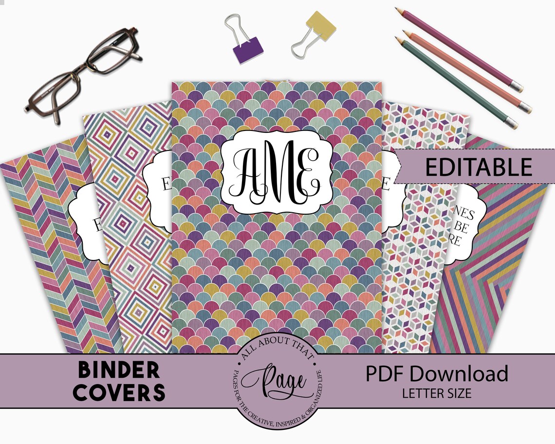 Editable Binder Covers and Spines 3 Ring Notebook Cover | Etsy
