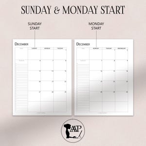 2026 2027 Monthly Calendar Printable | Two 2 Page Lined Unlined Planner ...
