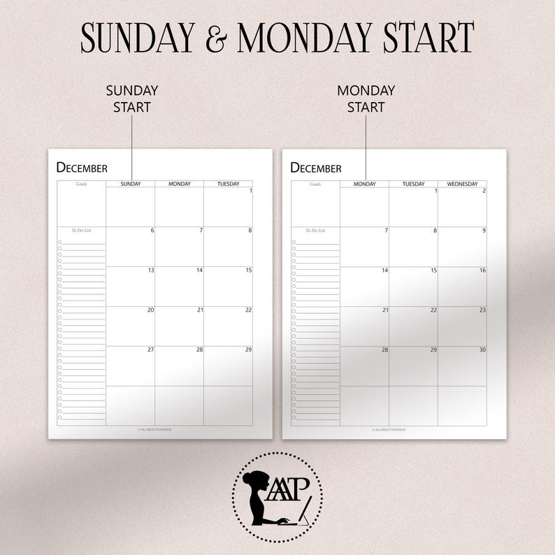 2026 2027 Monthly Calendar Printable | Two 2 Page Lined Unlined Planner ...