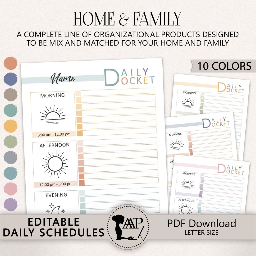 Editable Daily Schedule for Kids Printable Bundle Weekly - Etsy