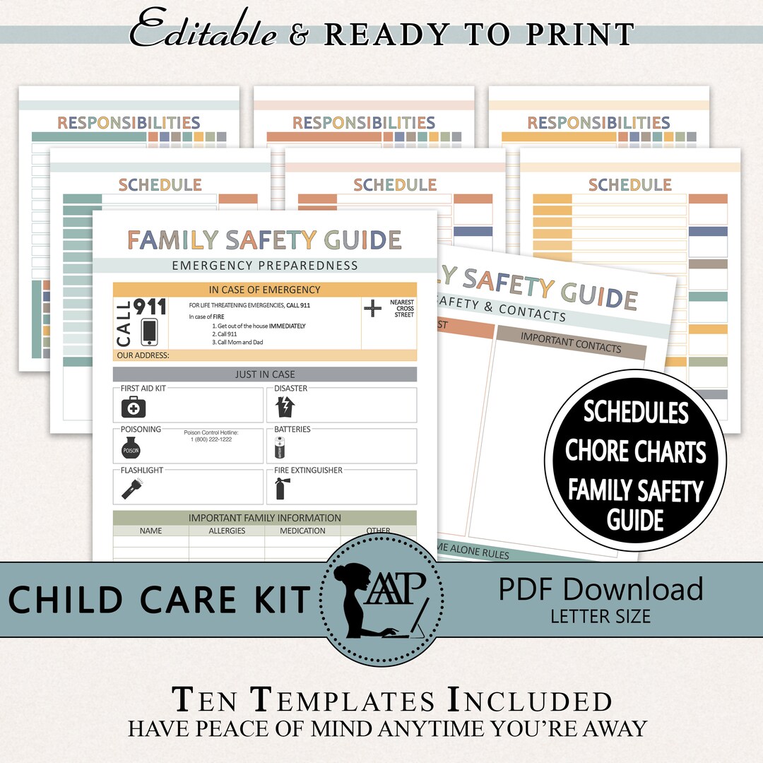 Editable Childcare Kit Printable Babysitter Nanny Information Form in ...