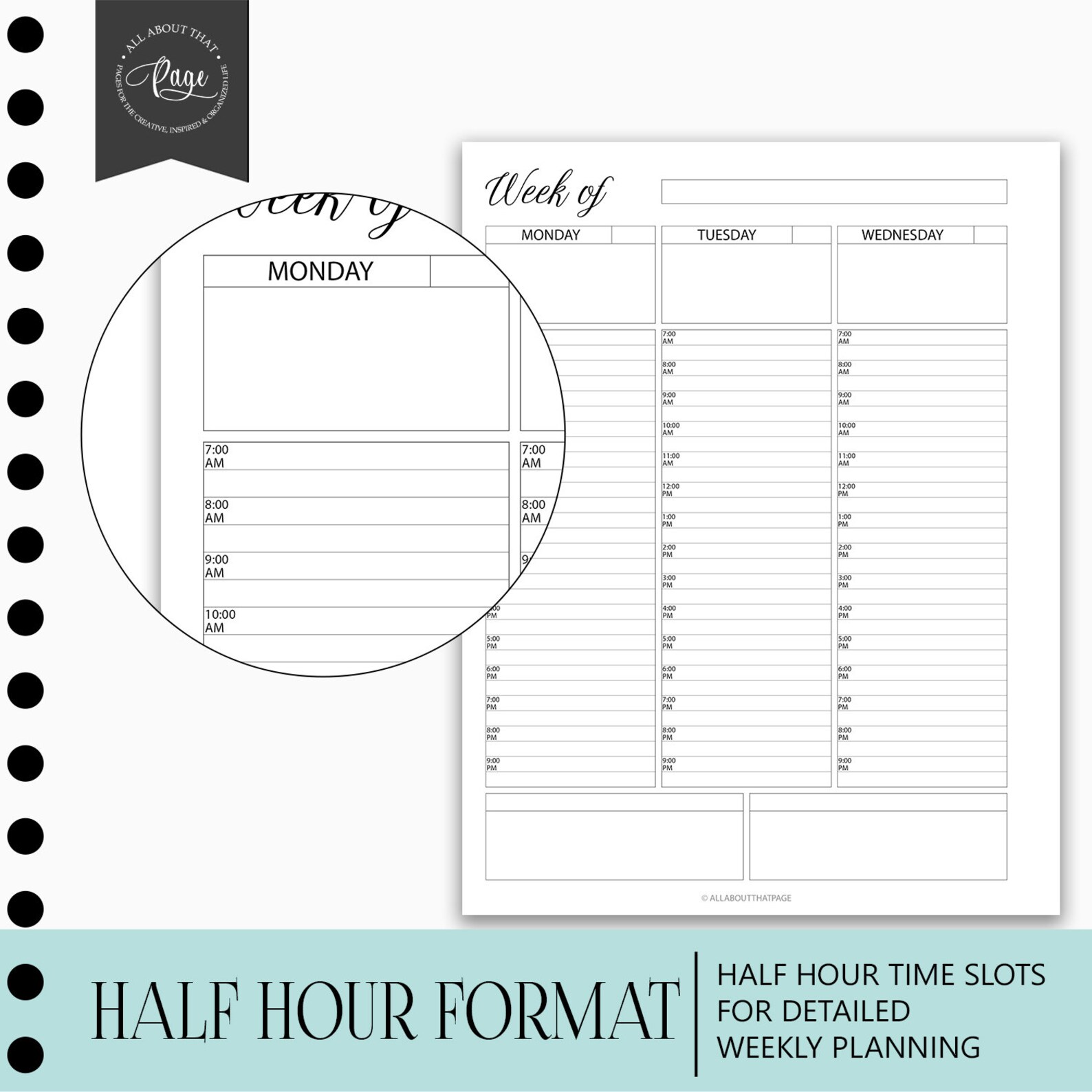 Weekly Planner Printable 2 Page Spread Hourly Week on Two - Etsy Canada