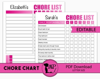 Chore Chart for Kids Fruit, Printable/editable Chore Chart for Kids ...