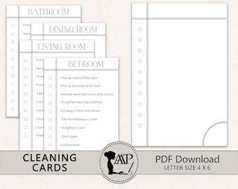 Cleaning Cards, Room by Room Chores, Daily Weekly Cleaning Checklist ...