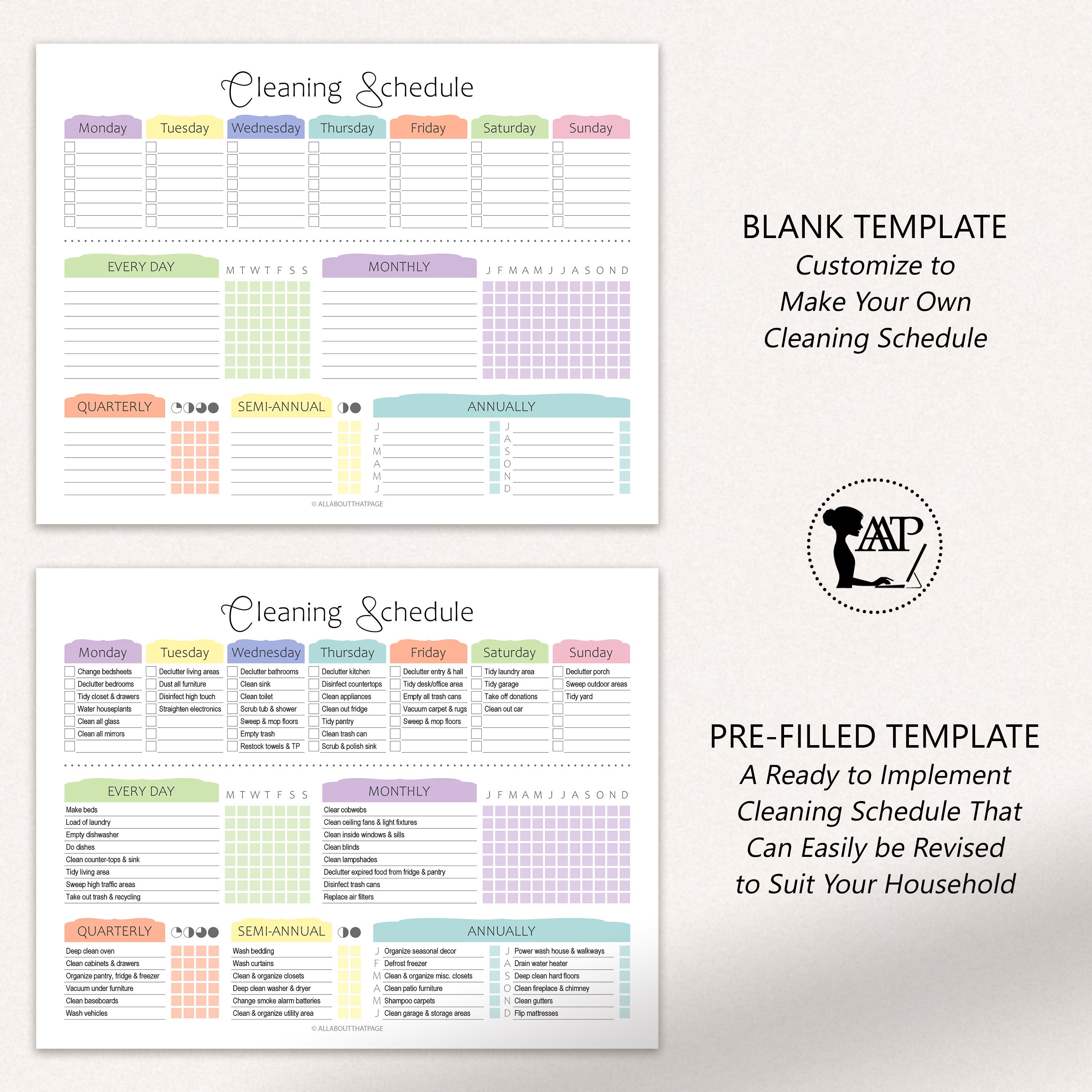 NEW Editable Cleaning Schedule | Prefilled Chores Checklist | ADHD ...