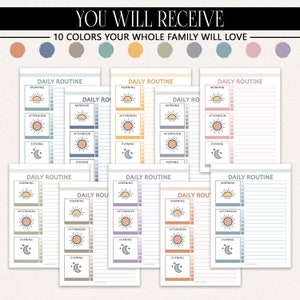 Editable Daily Schedule for Kids Printable Bundle | Weekly Chore Chart ...