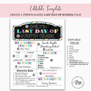 Editable School Memory Book Box Kit, Girls First Day of School, Last ...