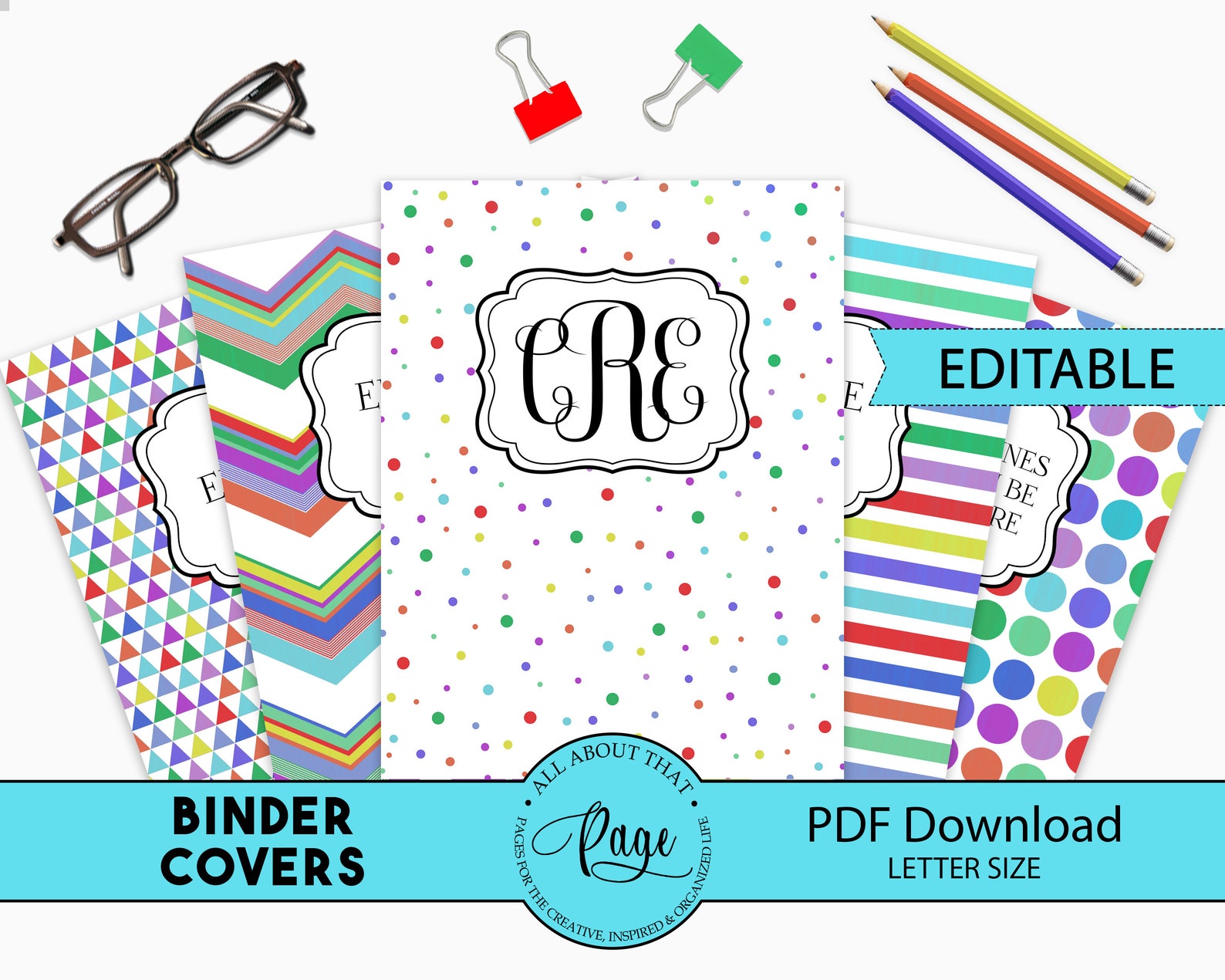 Editable Binder Covers and Spines 3 Ring Notebook Cover | Etsy