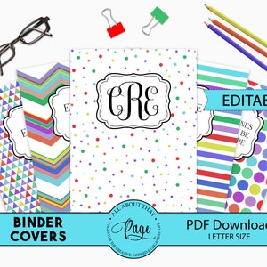 Editable Binder Covers and Spines 3 Ring Notebook Cover | Etsy