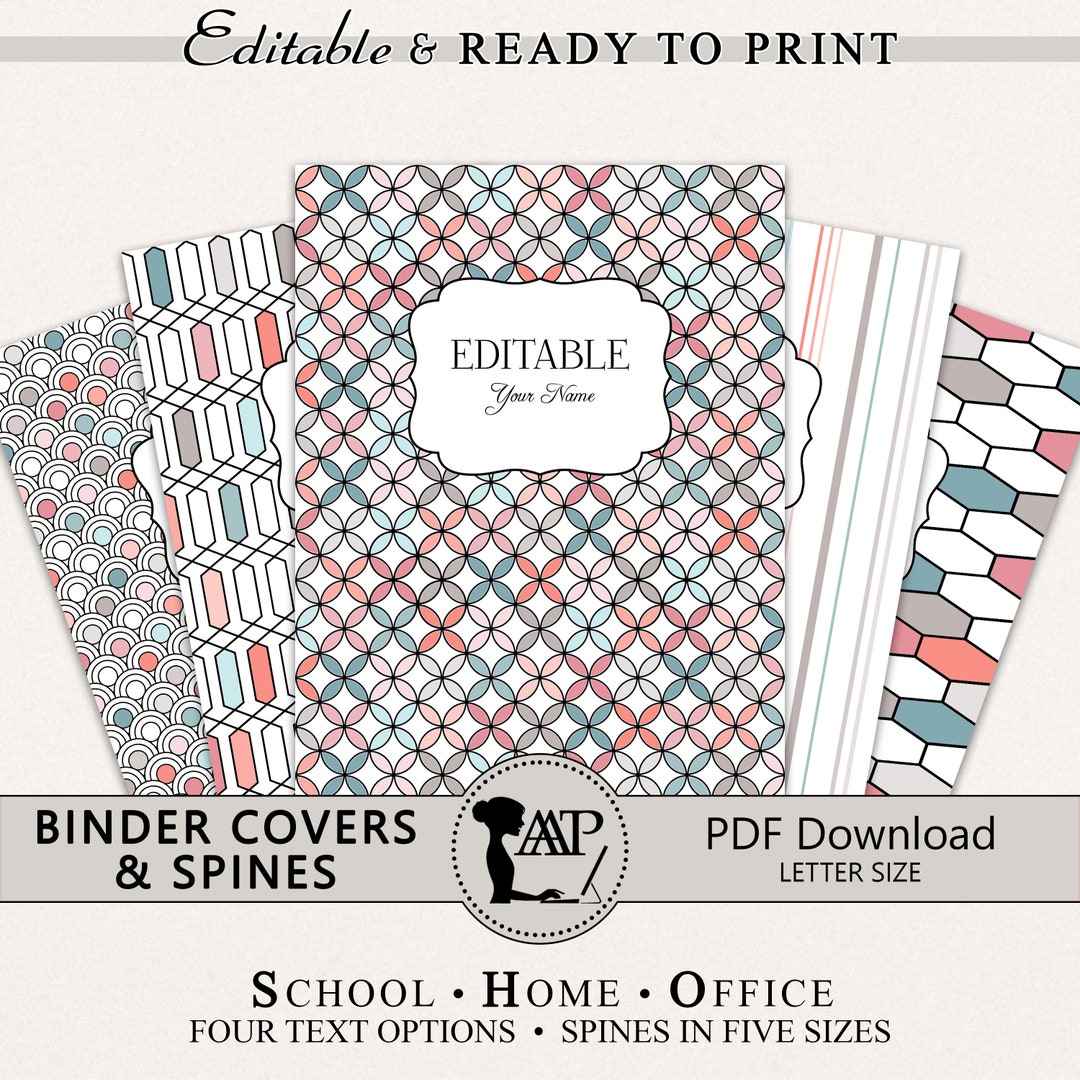 Editable Binder Covers and Spines, 3 Ring Notebook Cover, Editable ...