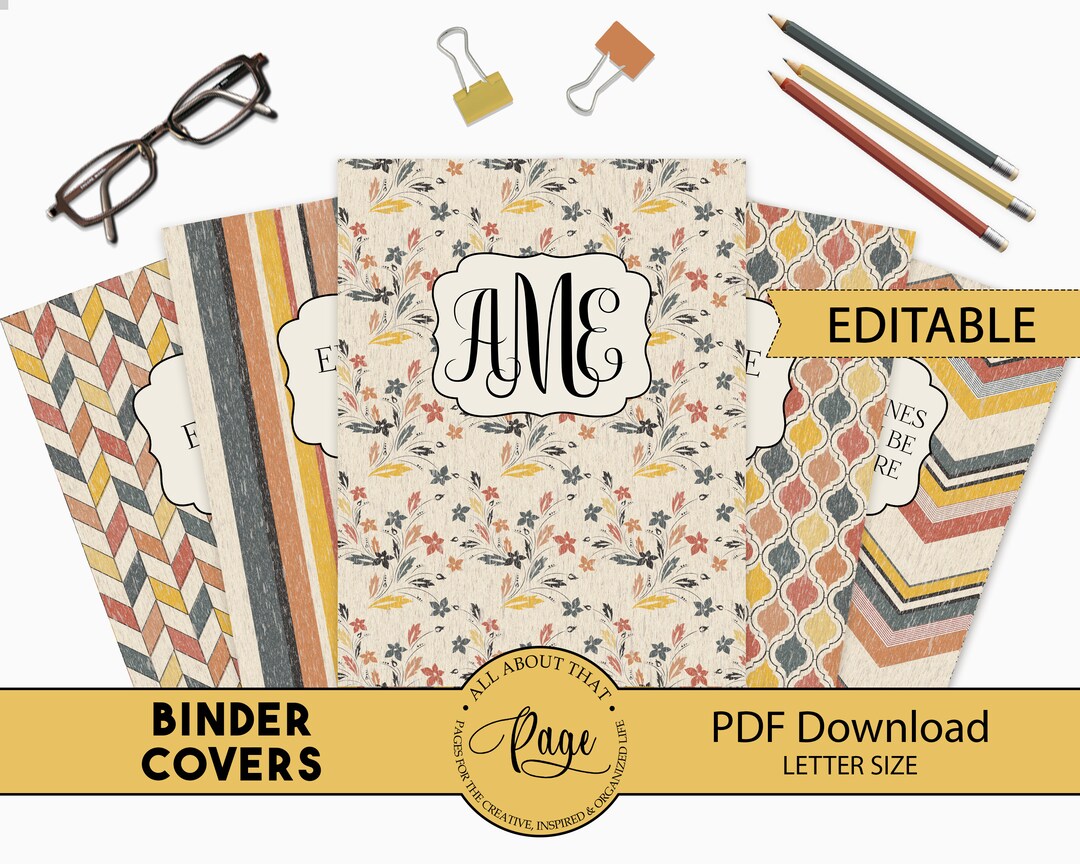 Editable Binder Covers and Spines 3 Ring Notebook Cover - Etsy