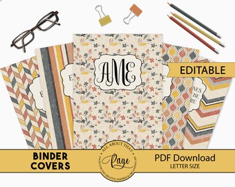 Editable Binder Covers and Spines 3 Ring Notebook Cover | Etsy