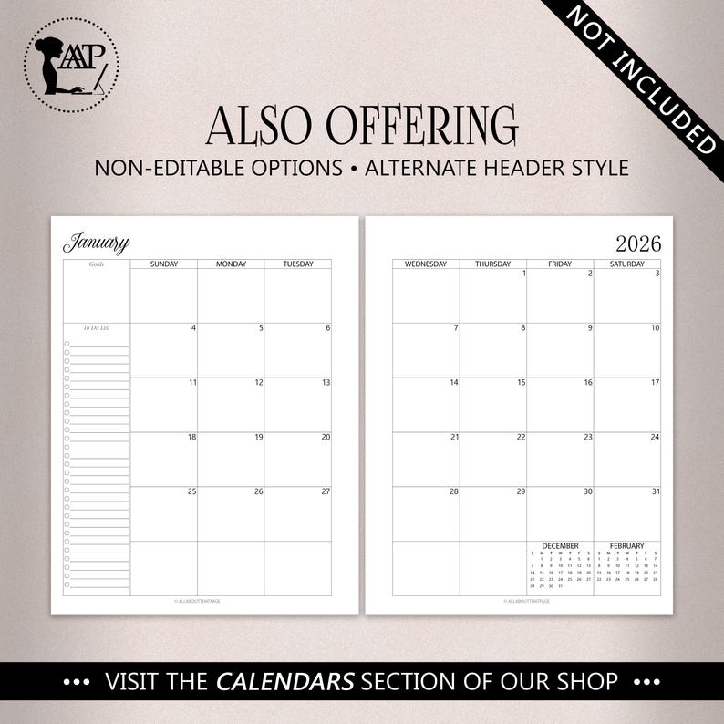 2026 2027 EDITABLE Calendar Printable Template | Fillable Two 2 Page ...