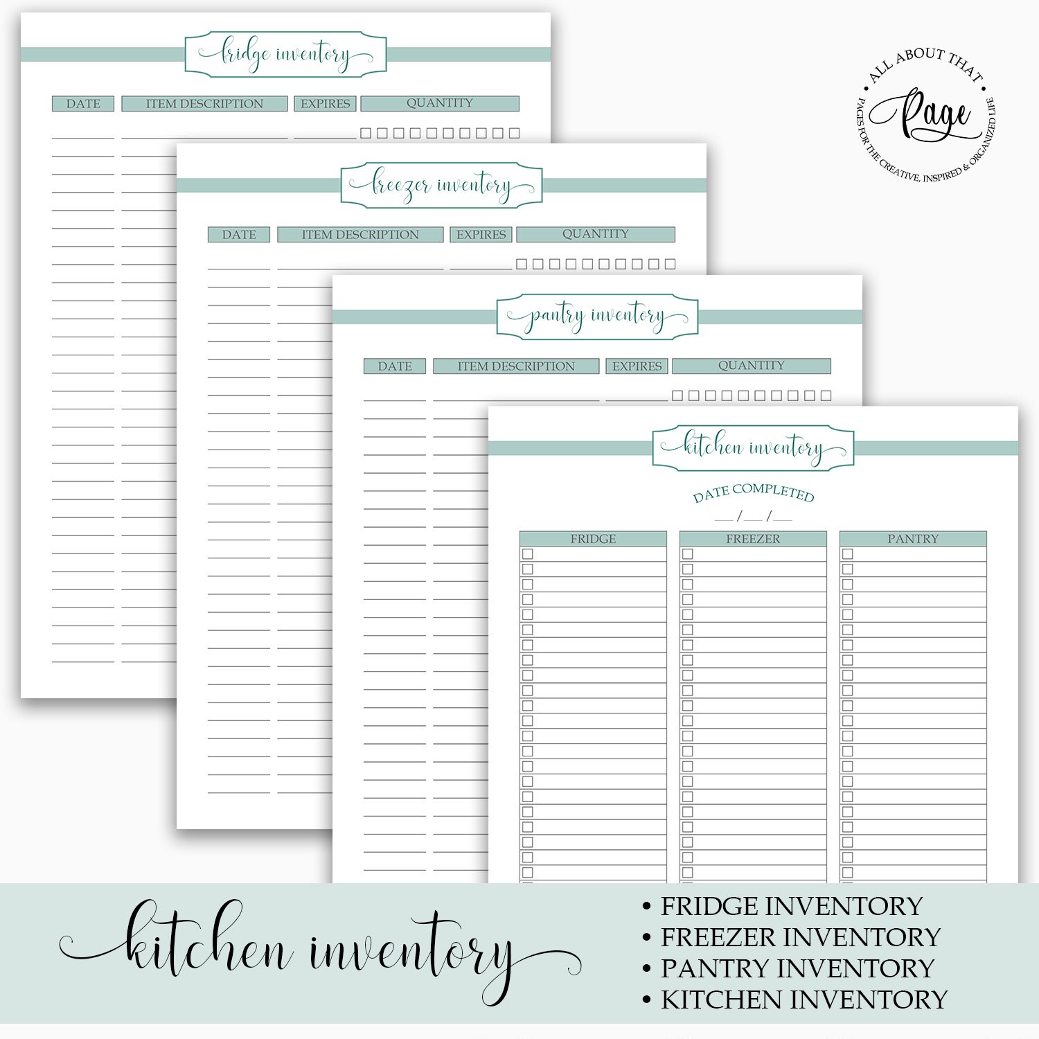 Kitchen Inventory Printable Fridge Freezer and Pantry - Etsy