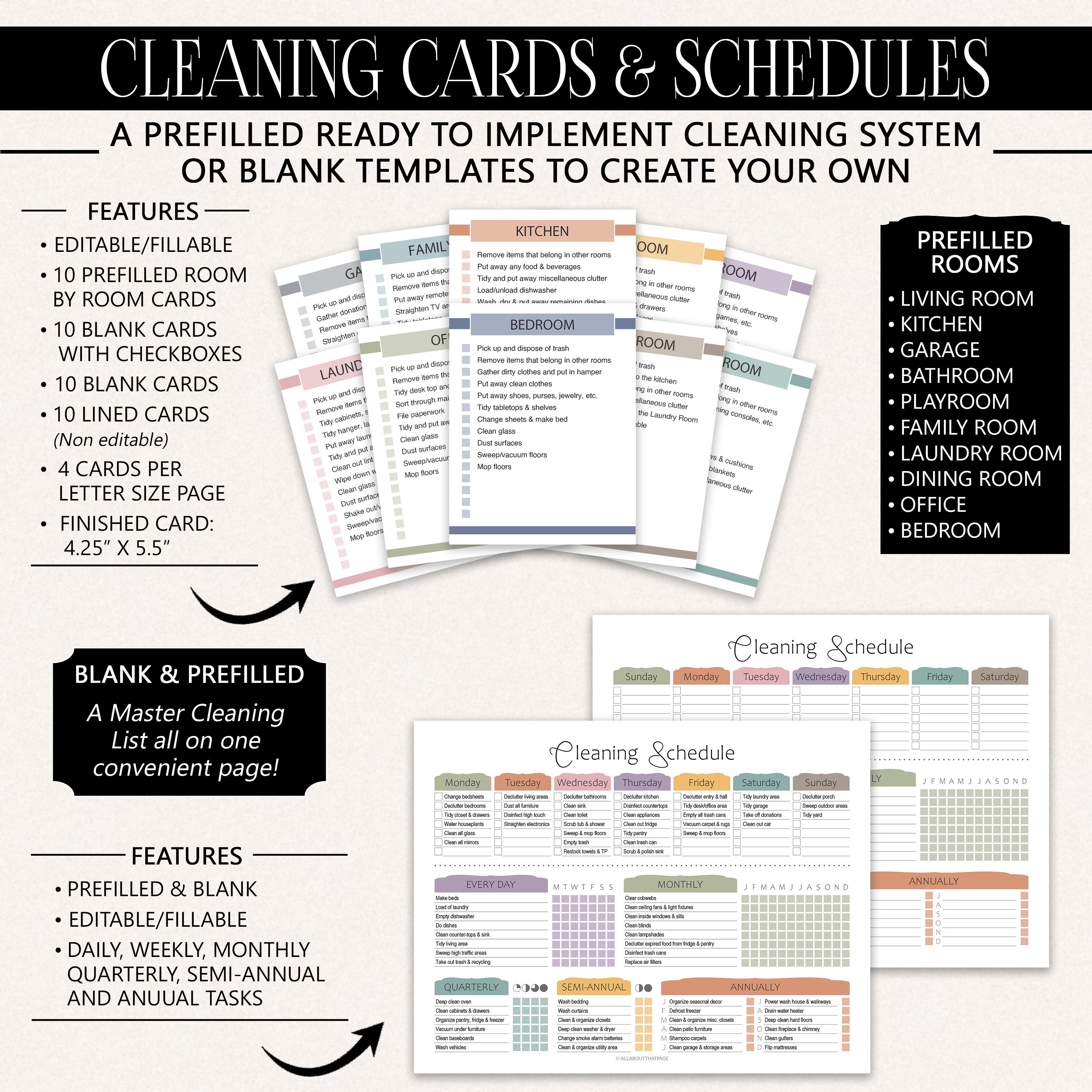 EDITABLE Family Chore & Cleaning Bundle Printable | Chore Charts ...