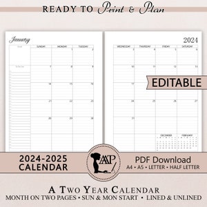 Printable Calendar - Etsy