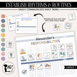 Kids Daily Responsibility Chore Chart With Pictures Printable ...