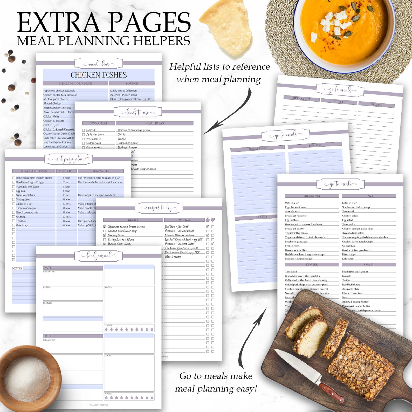 Meal Planning Printable Kit Editable Meal Planner Grocery | Etsy