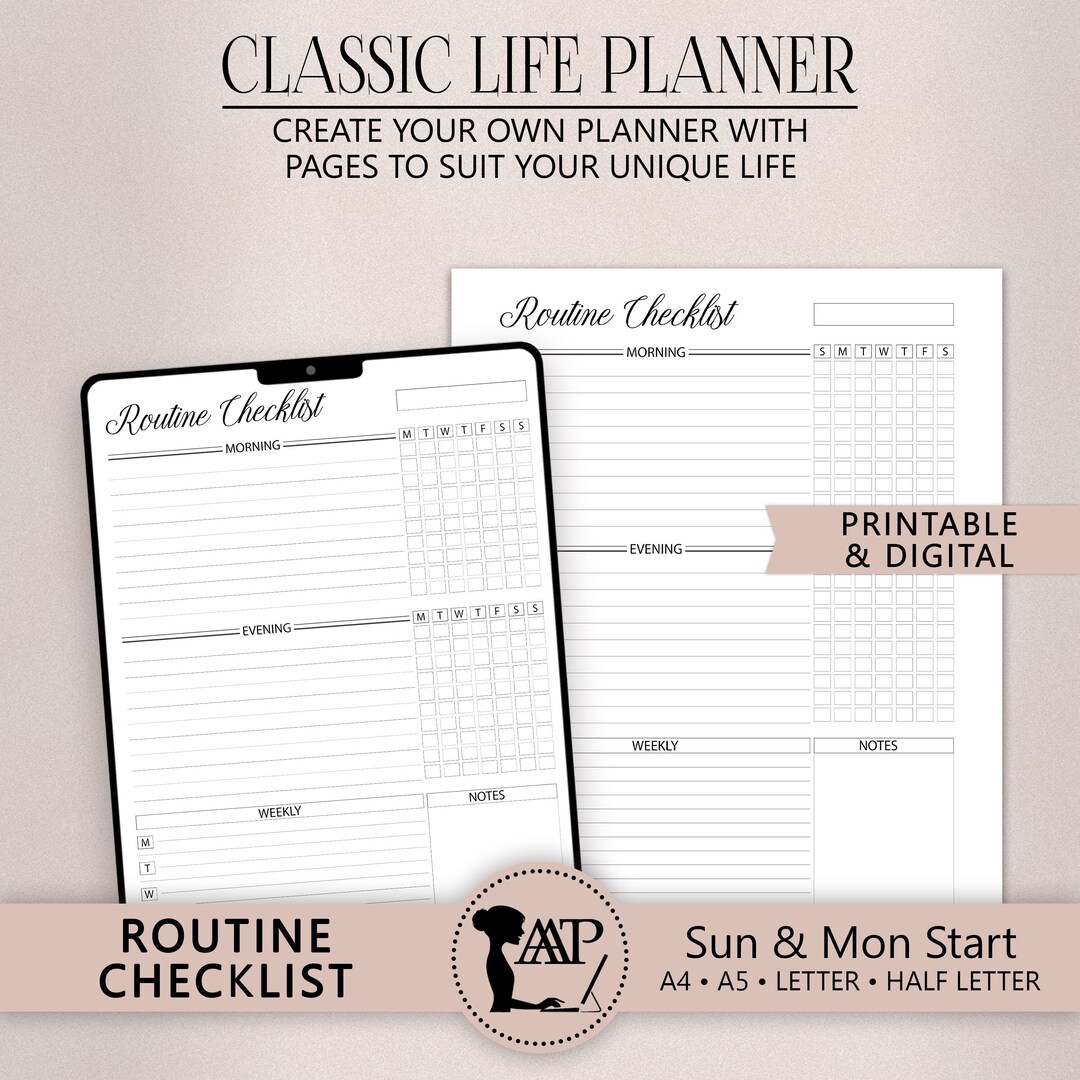 Routine Checklist Weekly Planner Printable Morning Evening - Etsy