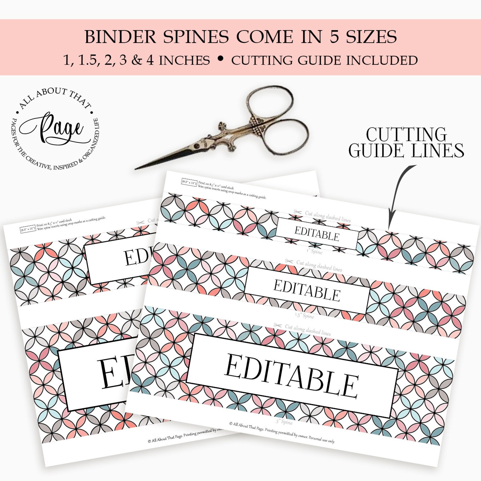 Editable Binder Covers and Spines 3 Ring Notebook Cover - Etsy