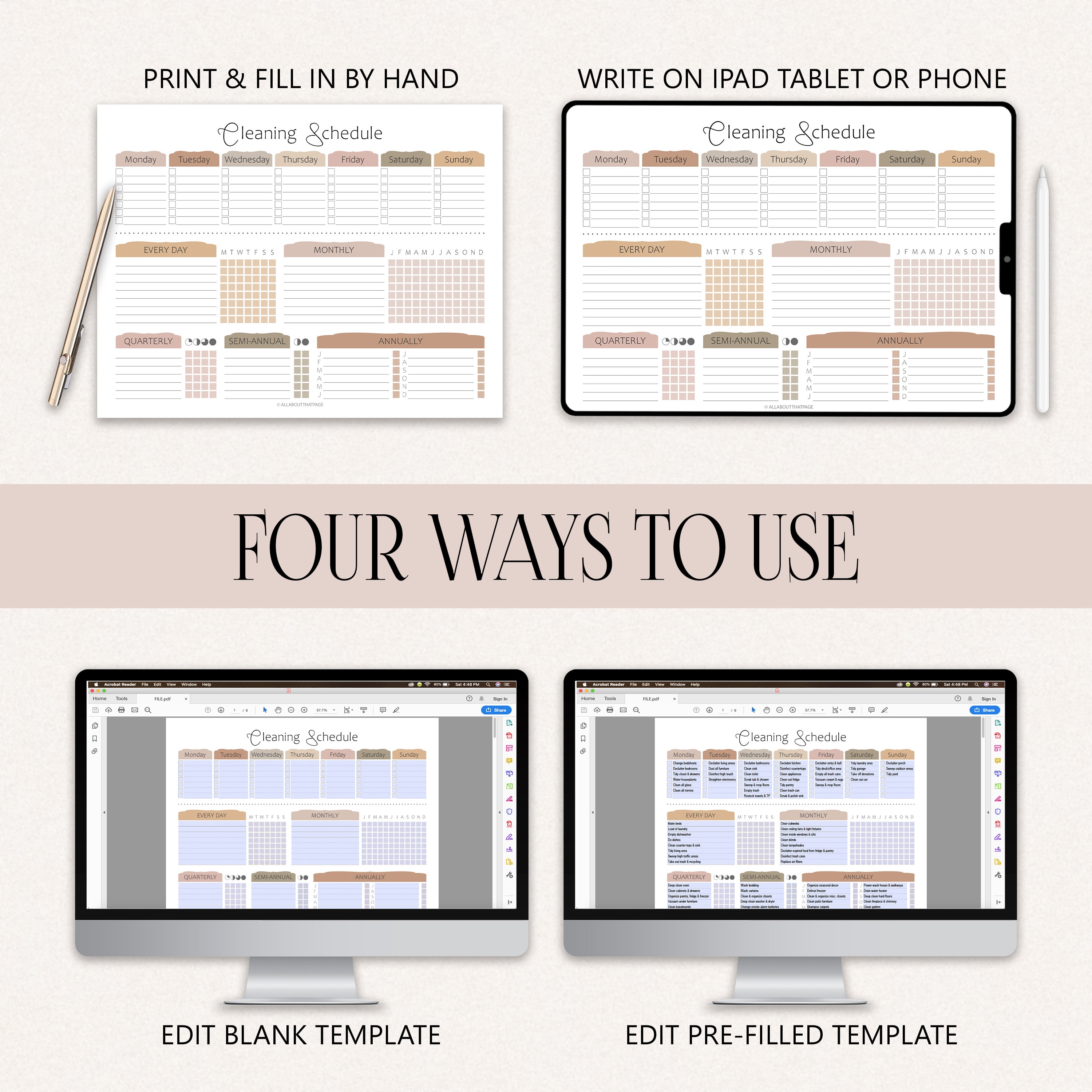 NEW Editable Cleaning Schedule | Prefilled Chores Checklist | ADHD ...