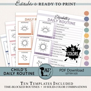 Editable Daily Schedule for Kids Printable Bundle Weekly Chore Chart ...