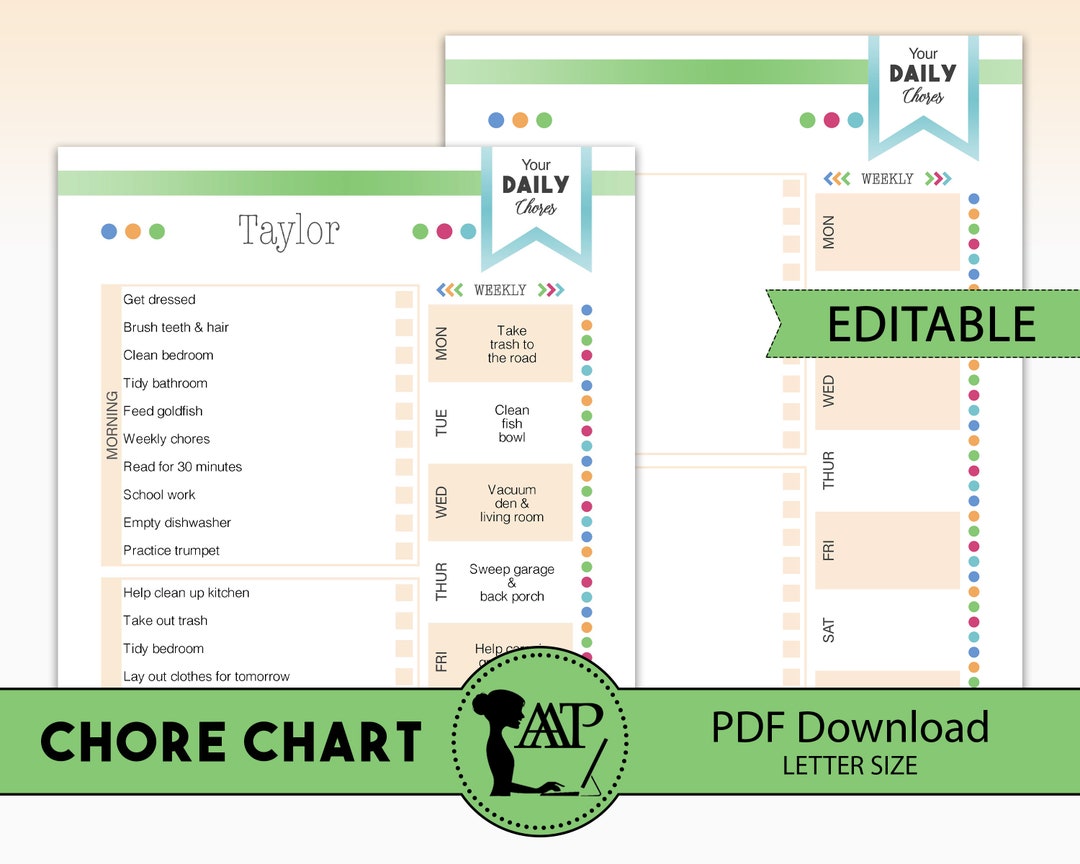 Editable Chore Chart Printable to Do List Template for Older - Etsy