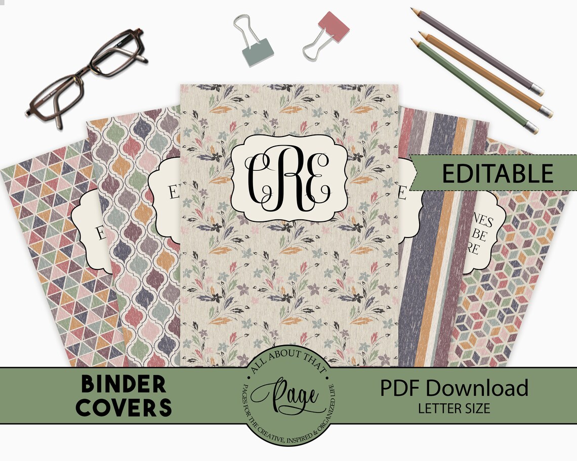 Editable Binder Covers and Spines 3 Ring Notebook Cover | Etsy