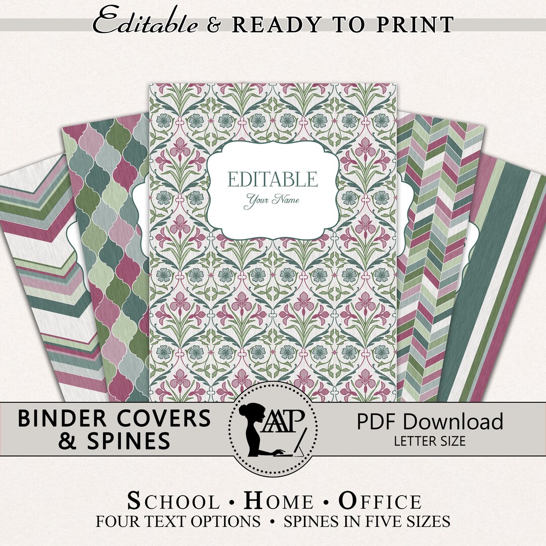 Editable Binder Covers and Spines, 3 Ring Notebook Cover Editable ...
