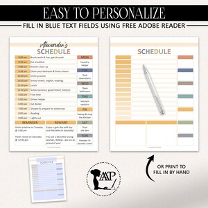 Editable Daily Schedule for Kids Printable Bundle | Weekly Chore Chart ...