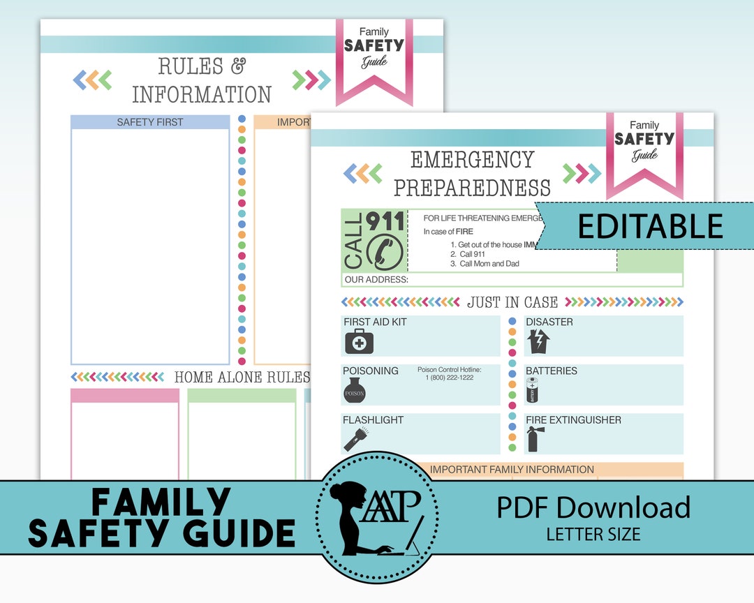 Family Safety Guide, Editable Emergency Preparedness Printable, Rules ...