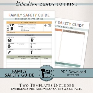 Editable Family Safety Guide Printable Template Emergency Preparedness ...