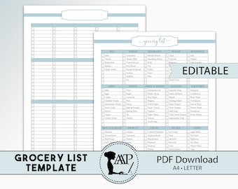 Grocery Shopping List With Categories Chevron (Download Now) - Etsy