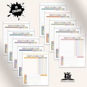 Editable Chore Chart for Kids Printable Bundle Responsibility Checklist ...