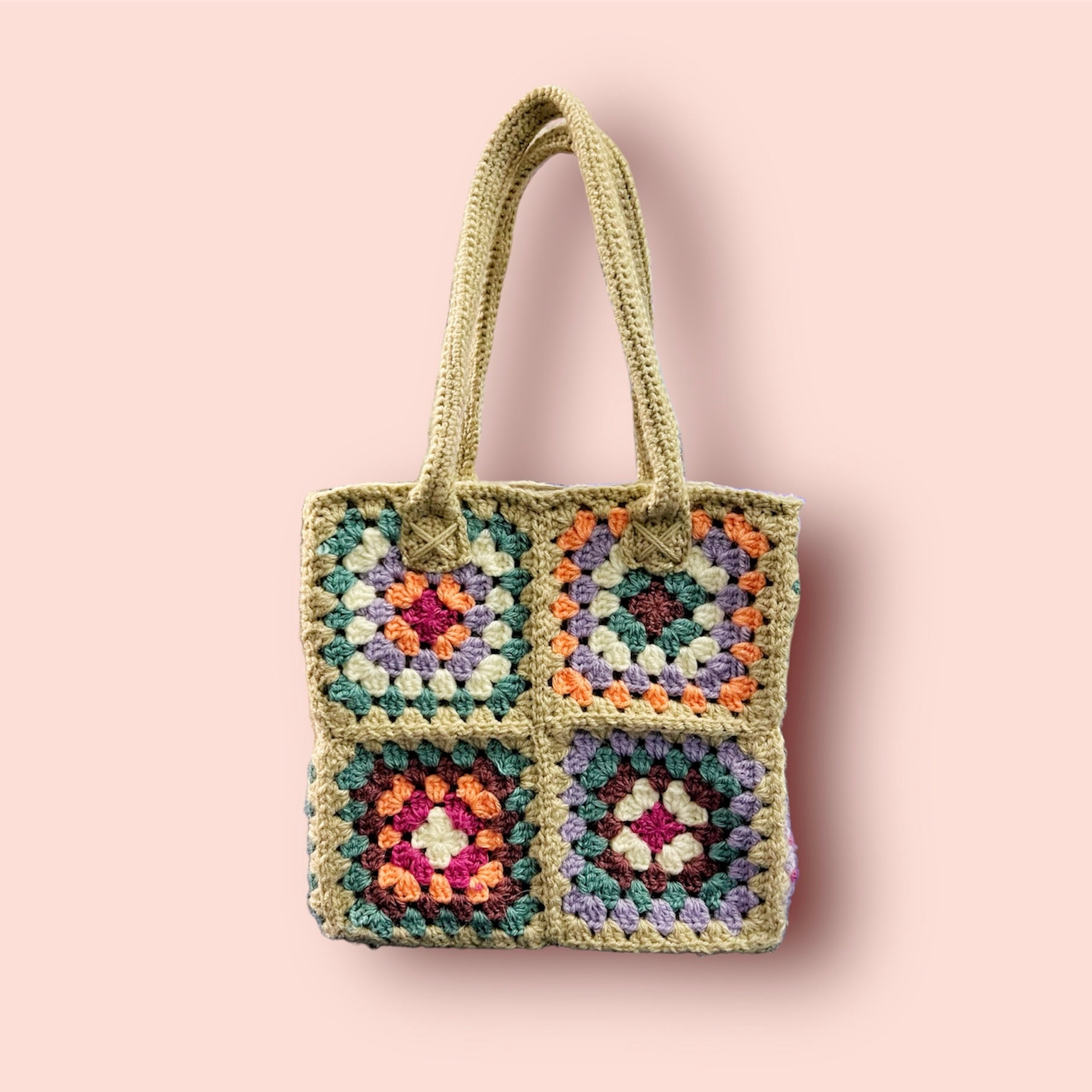 Crochet Granny Stitch Granny Square Hand Bag Purse With Liner - Etsy