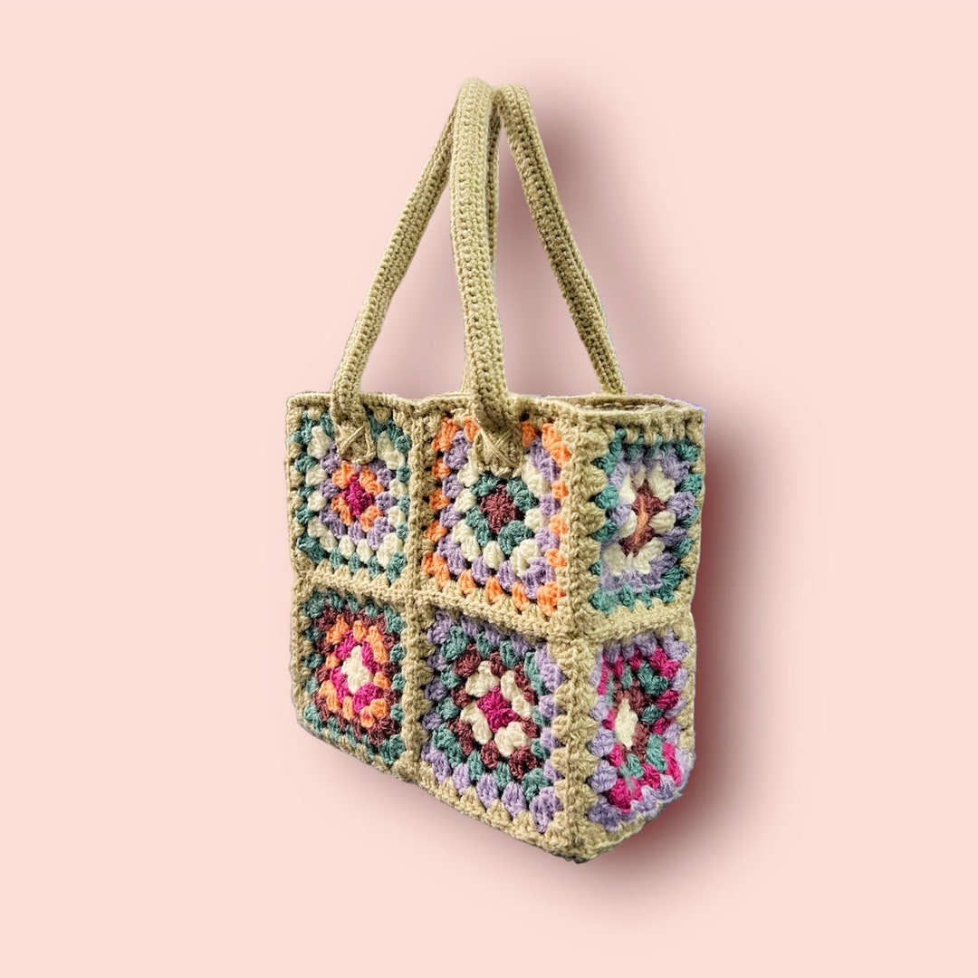Crochet Granny Stitch Granny Square Hand Bag Purse With Liner - Etsy